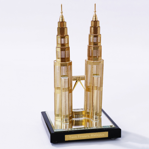 24K Gold Plated Crystal Petronas KLCC Twin Towers Model | Custom ...
